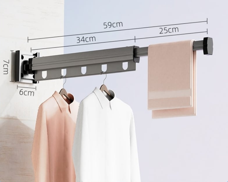 48% OFF [Ready to use] Suction Cup Wall Mount Folding Clothes Drying R ...