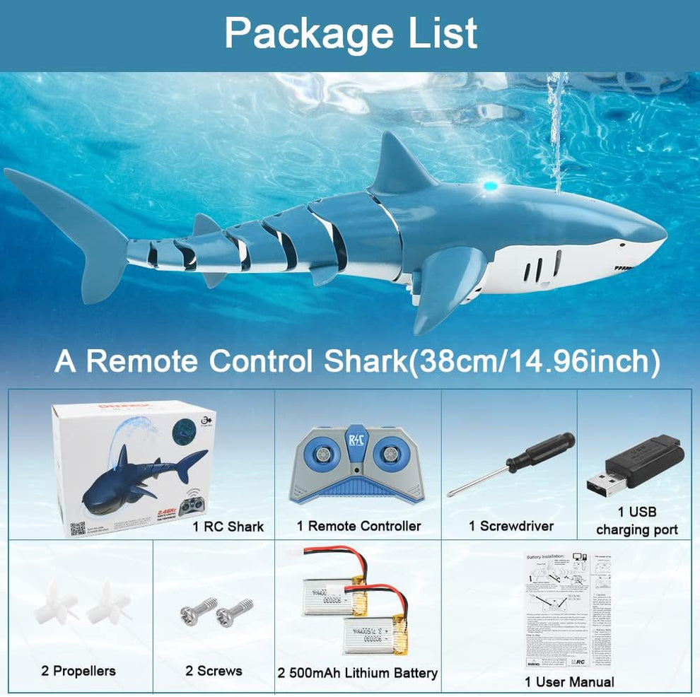 Remote Control Shark Toy with Light &Spray – ffmetro
