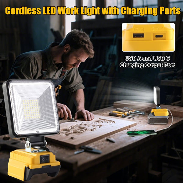 ⚡3000LM Cordless LED Work Light with charging Ports – ffmetro