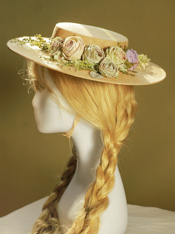 Handmade French Hat, Retro And Elegant Hollow Flower Forest Style Flat ...
