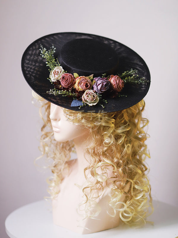 Handmade French Hat, Retro And Elegant Hollow Flower Forest Style Flat ...