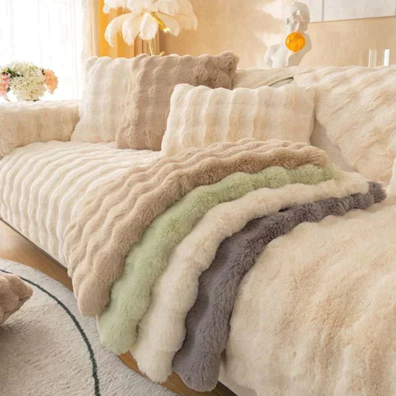 thick rabbit plush sofa cover – ffmetro