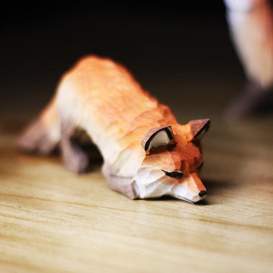 Fox Sculpted Hand-Painted Animal Wood Figure – ffmetro