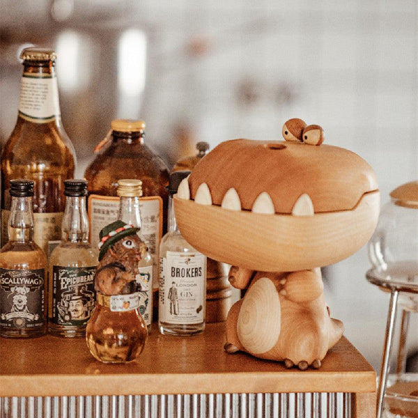 Hungry Big Mouth Dragon Storage Box Desktop Ornament Wooden – ffmetro