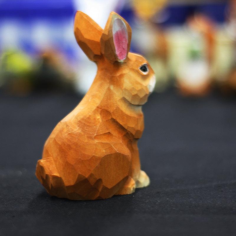 Rabbit Sculpted Hand-Painted Animal Wood Figure – ffmetro